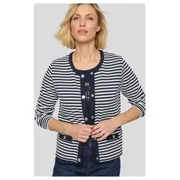 Blouson Rabe, Damen, Gr. 40, pazifik, Web, Obermaterial: 83% Polyester, 12% Viskose, 5% Elasthan, gestreift, regular fit normal, Rundhals, gerader Abschluss, Jacken Blouson, mit Streifen Muster