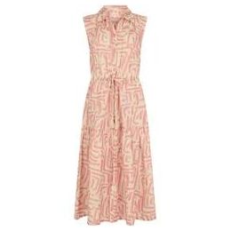 Midikleid RAFFYA "Holly Tiered Warhol Print Maxi Dress Damen", Damen, Gr. 40, Normalgr&ouml;&szlig;en, pink, 53% Leinen, 47% Viskose, Kleider Midikleid