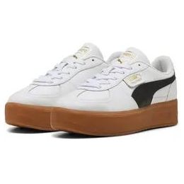 Sneaker Puma "Palermo Elevata Leather Sneakers Damen", Herren, Gr. 38,5, wei&szlig; gum beige, Obermaterial: Synthetik, Kuhleder. Futter: Textil. Innensohle: Textil. Laufsohle: TR (Thermoplastischer Gummi), Schuhe Sneaker