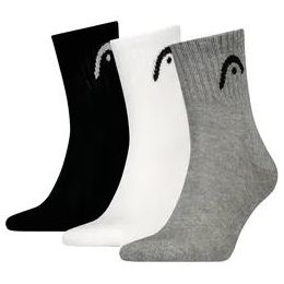Kurzsocken Head "Head ALL SPORTS TRAINING SHORT CREW", Damen, Gr. 35-38, grau, wei&szlig;, schwarz, Baumwollmischung, normal, Socken, mit gepolsterte Sohle f&uuml;r D&auml;mpfung und zus&auml;tzlichen Komfort