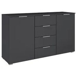 Kombikommode OTTO HOME "Sideboard Schubladenkommode AGORDO mit Dekor- oder Hochglanzfront", graumetallic, B:120cm H:81cm T:42cm, Holzwerkstoff, Sideboards, Kombikommode, vier gro&szlig;e Schubladen, mit insgesamt 4 Einlegeb&ouml;den MADE IN GERMANY