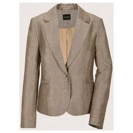 Madeleine Mode Jackenblazer MADELEINE "Blazer Eleganter Kurzblazer mit Reverskragen", Damen, Gr. 44, beige (taupe, melange), Obermaterial: 52% Leinen LI. 48% Wolle mw., Modern, gerade, Blazer, &Auml;rmelschlitz