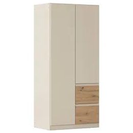 Dreht&uuml;renschrank Rauch "Kleiderschrank Schrank Garderobe W&auml;scheschrank COSTA Breite 91 cm", beige (champagner), eiche artisan, eingriffe beige (champagner), B:91cm H:197cm T:54cm, Holzwerkstoff, Schr&auml;nke, Dreht&uuml;renschrank, Breite 91 cm grifflose Front mit Push-to-Open Funktion MADE IN GERMANY
