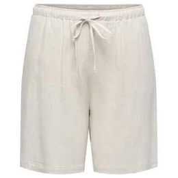 Shorts Only CARMAKOMA "CARSIESTA MW PULL-UP LIN BL SHORTS NOOS", Damen, Gr. 46, N-Gr, moonbeam, Web, Obermaterial: 80% Viskose, 20% Leinen, unifarben, loose fit ca. Mitte Oberschenkel, Hosen Shorts