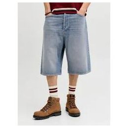 Jack & Jones Bermudas JACK & JONES "JJIRON JJORIGINAL SHORTS MF 328 SN", Herren, Gr. L, N-Gr, blau denim, Denim/Jeans, Obermaterial: 100% Baumwolle, Abriebeffekte, relaxed fit knielang, Hosen Bermudas
