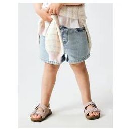 Jeansshorts name it "NMFROSE MOM DNM SHORTS 1140-GY", M&auml;dchen, Gr. 110, N-Gr, light blau denim, Denim/Jeans, Obermaterial: 68% Baumwolle, 27% Polyester, 3% Viskose, 2% Elasthan, Abriebeffekte, unifarben, Basic kurz, Jeans Jeansshorts, Baumwollmischung, Denim, mit Stretch, leichter Used Look