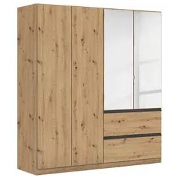 Dreht&uuml;renschrank Rauch "Kleiderschrank Schrank Garderobe COSTA in den Breiten 91/136/181 cm", eiche artisan, eingriffe graumetallic, B:181cm H:197cm T:54cm, Holzwerkstoff, Schr&auml;nke, Dreht&uuml;renschrank, mit Spiegel, grifflose Front und Push-to-Open Funktion MADE IN GERMANY