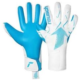 Torwarthandschuhe Reusch "Fastgrip Aqua", Damen, Gr. 8, wei&szlig;, blau, 47% Latex, 42% Polyester, 6% Polyurethan, 3% Polyamid, Handschuhe, mit griffigem Aqua-Grip-Belag