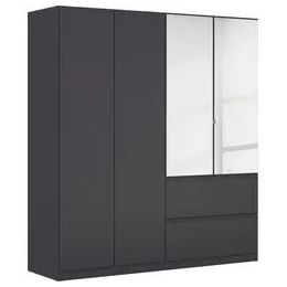 Dreht&uuml;renschrank Rauch "Kleiderschrank Schrank Garderobe COSTA in den Breiten 91/136/181 cm", graumetallic, eingriffe graumetallic, B:181cm H:197cm T:54cm, Holzwerkstoff, Schr&auml;nke, Dreht&uuml;renschrank, mit Spiegel, grifflose Front und Push-to-Open Funktion MADE IN GERMANY