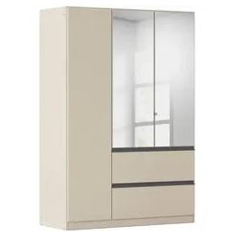 Dreht&uuml;renschrank Rauch "Kleiderschrank Schrank Garderobe COSTA in den Breiten 91/136/181 cm", beige (champagner), eingriffe graumetallic, B:136cm H:197cm T:54cm, Holzwerkstoff, Schr&auml;nke, Dreht&uuml;renschrank, mit Spiegel, grifflose Front und Push-to-Open Funktion MADE IN GERMANY