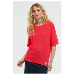 Rundhalspullover SOCCX, Damen, Gr. XL/XXL, rot neon, Strick, Material: 55% Polyacryl, 45% Polyamid, unifarben, regular fit normal, Rundhals, Fledermaus&auml;rmel gerader Abschluss, Pullover Rundhalspullover, mit &uuml;berschnittener Schulter