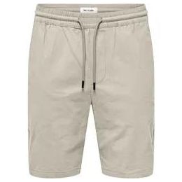 Only & Sons Chinoshorts ONLY & SONS "ONSCAPRI SLIM SLUB CHINO SHORTS OTL", Damen, Gr. M, N-Gr, beige (silber lining), Web, Obermaterial: 98% Baumwolle, 2% Elasthan, unifarben, slim fit knielang, Hosen Chinoshorts