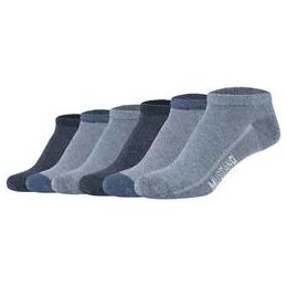 Sneakersocken Mustang "Socken Casual Organic Cotton Sneaker 6-Pack 6er Pack", Damen, Gr. 35-38, blau (stone mix), Obermaterial: 73% Baumwolle CO. 23% Polyester PES. 2% Polyamid PA. 2% Elasthan EL., Socken Sneakersocken