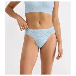Slip Sloggi "ZERO Feel Bliss High leg", Damen, Gr. M, light blau, Spitze, Obermaterial: 76% Polyamid, 24% Elasthan, figurbetont, Unterhosen Slip, unsichtbar mit Spitzenoptik