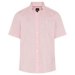 Kurzarmhemd BOSS, Herren, Gr. 3XL, N-Gr, light, pastel pink686, Web, Obermaterial: 72% Baumwolle, 24% Polyamid, 4% Elasthan, unifarben, regular fit normal, Rundhals, abgesteppte Kante, Hemden, Button-down-Kragen Regular Fit, Baumwollmix