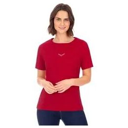 T-Shirt TRIGEMA "TRIGEMA T-Shirt DELUXE Baumwolle mit Kristallsteinen", Damen, Gr. XL, braun (kirsch), Single Jersey, 100% Baumwolle, Basic, lang, Rundhals, Shirts T-Shirt