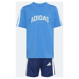 Trainingsanzug Adidas SPORTSWEAR "Adidas COLLEGIATE KIDS SET", Jungen, Gr. 116, ray blau, Obermaterial: 100% Baumwolle. Obermaterial Hose: 100% Polyester, Sportanz&uuml;ge Trainingsanzug
