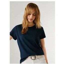 T-Shirt Pepe Jeans "MEGAN", Damen, Gr. L, dulwich blau, Leinenmischung, Obermaterial: 50% Baumwolle, 50% Leinen, unifarben, Basic h&uuml;ftlang, Rundhals, abgesteppte Kante, Shirts T-Shirt, mit Leinenanteil, Logostickerei auf der Brust