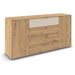 Kombikommode Rauch "Sideboard T&uuml;rkommode Schubladenkommode Kommode ASTANA", eiche artisan, beige (champagner), B:160cm H:81cm T:42cm, Holzwerkstoff, Sideboards, Kombikommode, 2-t&uuml;rig, 4 ger&auml;umige Schubladen, Kantengriff Alufarben MADE IN GERMANY