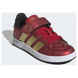 Klettschuh Adidas SPORTSWEAR "Adidas MARVEL AVENGERS GRAND COURT KINDER", Kinder, Gr. 33, better scarlet, matte gold, core schwarz, Synthetik, Schuhe Klettschuh, f&uuml;r Kinder & Jugendliche