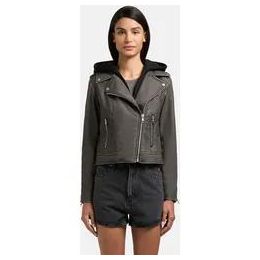 Lederimitatjacke Khujo "Yael", Damen, Gr. S (36), schwarz, Obermaterial: 100% Polyester. Obermaterial 2: 68% Baumwolle, 32% Polyester. Innenfutter: 100% Polyester. Beschichtung: 100% Polyurethan, gerade h&uuml;ftlang, &Auml;rmel mit &Auml;rmelschlitz normaler Saum mit Rei&szlig;verschluss, Jacken, Klassische Kunstlederjacke mit abnehmbarer Kapuze