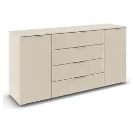 Kombikommode Rauch "Sideboard T&uuml;rkommode Schubladenkommode Kommode ASTANA", beige (champagner), B:160cm H:81cm T:42cm, Holzwerkstoff, Sideboards, Kombikommode, 2-t&uuml;rig, 4 ger&auml;umige Schubladen, Kantengriff Alufarben MADE IN GERMANY