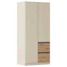 Dreht&uuml;renschrank Rauch "Kleiderschrank Schrank Garderobe W&auml;scheschrank COSTA Breite 91 cm", beige (champagner), eiche artisan, eingriffe graumetallic, B:91cm H:197cm T:54cm, Holzwerkstoff, Schr&auml;nke, Dreht&uuml;renschrank, Breite 91 cm grifflose Front mit Push-to-Open Funktion MADE IN GERMANY