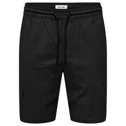 Only & Sons Chinoshorts ONLY & SONS "ONSCAPRI SLIM SLUB CHINO SHORTS OTL", Damen, Gr. XXL, N-Gr, schwarz, Web, Obermaterial: 98% Baumwolle, 2% Elasthan, unifarben, slim fit knielang, Hosen Chinoshorts