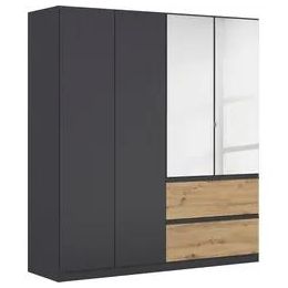 Dreht&uuml;renschrank Rauch "Kleiderschrank Schrank Garderobe COSTA in den Breiten 91/136/181 cm", graumetallic, eiche artisan, eingriffe graumetallic, B:181cm H:197cm T:54cm, Holzwerkstoff, Schr&auml;nke, Dreht&uuml;renschrank, mit Spiegel, grifflose Front und Push-to-Open Funktion MADE IN GERMANY