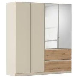 Dreht&uuml;renschrank Rauch "Kleiderschrank Schrank Garderobe COSTA in den Breiten 91/136/181 cm", beige (champagner), eiche artisan, eingriffe beige (champagner), B:181cm H:197cm T:54cm, Holzwerkstoff, Schr&auml;nke, Dreht&uuml;renschrank, mit Spiegel, grifflose Front und Push-to-Open Funktion MADE IN GERMANY