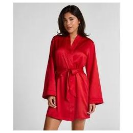 Hunkem&ouml;ller Bademantel HUNKEM&Ouml;LLER "Kimono Satin" Gr. XS, rot, XS/S, 100% Polyester, Hausm&auml;ntel, Bademantel