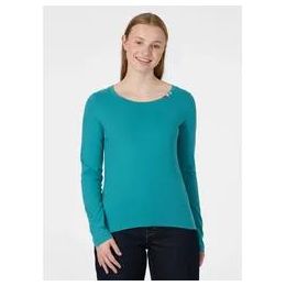 Langarmshirt Ragwear "FLLORAH LONG GOTS", Damen, Gr. XXL, teal gr&uuml;n, Jersey, Obermaterial: 100% Baumwolle, unifarben, normal, Rundhals, Shirts Langarmshirt, Bestseller aus Single Jersey mit softem Finish und Kn&ouml;pfen