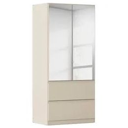 Dreht&uuml;renschrank Rauch "Kleiderschrank Schrank Garderobe COSTA in den Breiten 91/136/181 cm", beige (champagner), eingriffe beige (champagner), B:91cm H:197cm T:54cm, Holzwerkstoff, Schr&auml;nke, Dreht&uuml;renschrank, mit Spiegel, grifflose Front und Push-to-Open Funktion MADE IN GERMANY