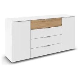 Kombikommode Rauch "Sideboard T&uuml;rkommode Schubladenkommode Kommode ASTANA", alpinwei&szlig;, eiche artisan, B:160cm H:81cm T:42cm, Holzwerkstoff, Sideboards, Kombikommode, 2-t&uuml;rig, 4 ger&auml;umige Schubladen, Kantengriff Alufarben MADE IN GERMANY