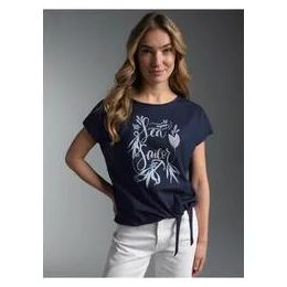 T-Shirt TRIGEMA "TRIGEMA T Shirt mit Maritimem Motiv", Damen, Gr. 3XL, navy, Single Jersey, 100% Baumwolle, Basic, Rundhals, Shirts T-Shirt