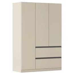 Dreht&uuml;renschrank Rauch "Kleiderschrank Schrank Garderobe COSTA in den Breiten 91/136/181 cm", beige (champagner), eingriffe graumetallic, B:136cm H:197cm T:54cm, Holzwerkstoff, Schr&auml;nke, Dreht&uuml;renschrank, viel Platz, grifflose Front und Push-to-Open Funktion MADE IN GERMANY