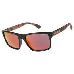 Sonnenbrille Superdry "Modell 996054", Damen, schwarz, orange, gemustert, matt, Sonnenbrillen Sonnenbrille, Form Karree/Eckig, Logoschriftzug auf B&uuml;gel, Injectionfassung