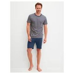 Pyjama Calida "Relax Streamline 1", Damen, Gr. XXL (58/60), 366, blau, Interlock, Obermaterial: 100% Baumwolle, bequem kurz, Rundhals, Homewear-Sets Pyjama, mit Rundhalsausschnitt und kurzem Arm, weich, Interlock Qualit&auml;t