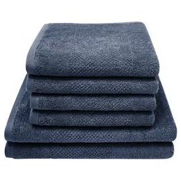 Handtuch Set Dyckhoff "Popcorn Streifen", navy, 6, Walkfrottier, Walkfrottier, Obermaterial: 100% Baumwolle, Handtuch-Sets, 2 Badet&uuml;cher (70x140 cm), 4 Handt&uuml;cher (50x100 cm)