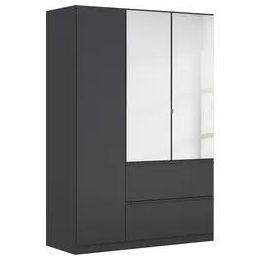 Dreht&uuml;renschrank Rauch "Kleiderschrank Schrank Garderobe COSTA in den Breiten 91/136/181 cm", graumetallic, eingriffe graumetallic, B:136cm H:197cm T:54cm, Holzwerkstoff, Schr&auml;nke, Dreht&uuml;renschrank, mit Spiegel, grifflose Front und Push-to-Open Funktion MADE IN GERMANY