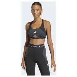 Sport-BH Adidas PERFORMANCE "TECHFIT WORKOUT COLOR BLOCK BH, MITTLERE BELASTUNG", Damen, Gr. S, N-Gr, schwarz, carbon, Obermaterial: 73% Polyester, 27% Elasthan, BHs Sport-BH