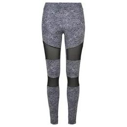 Leggings Urban Classics "Urban Classics Damen Ladies Tech Mesh AOP Leggings", Damen, Gr. 4XL, US-Gr&ouml;&szlig;en, schwarzzen, 77% Polyester, 23% Elasthan, slim fit, Hosen Leggings