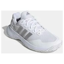 Tennisschuh Adidas PERFORMANCE "GAMECOURT 2", Damen, Gr. 40, cloud wei&szlig;, silber metallic, silber metallic, Synthetik, Textil, Schuhe