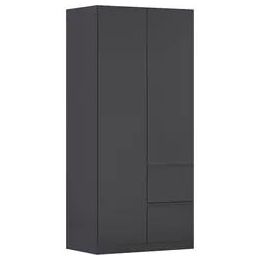Dreht&uuml;renschrank Rauch "Kleiderschrank Schrank Garderobe W&auml;scheschrank COSTA Breite 91 cm", graumetallic, eingriffe graumetallic, B:91cm H:197cm T:54cm, Holzwerkstoff, Schr&auml;nke, Dreht&uuml;renschrank, Breite 91 cm grifflose Front mit Push-to-Open Funktion MADE IN GERMANY
