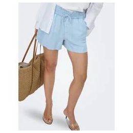Shorts Only "ONLCHARIS LIFE PULL UP SHORTS WVN CC", Damen, Gr. S, N-Gr, light blau denim, Web, Obermaterial: 100% Lyocell, unifarben, regular fit kurz, Hosen Shorts, mit Bindeverschluss und elastischem B&uuml;ndchen, Denim Look
