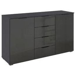 Kombikommode OTTO HOME "Sideboard Schubladenkommode AGORDO mit Dekor- oder Hochglanzfront", graumetallic, hochglanz effektgrau, B:120cm H:81cm T:42cm, Holzwerkstoff, Sideboards, Kombikommode, vier gro&szlig;e Schubladen, mit insgesamt 4 Einlegeb&ouml;den MADE IN GERMANY