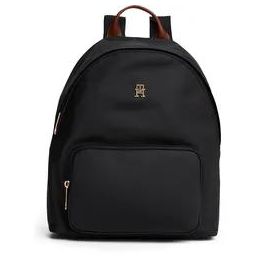 Cityrucksack Tommy Hilfiger "POPETTE", schwarz, Leder, Textil, Rucks&auml;cke Cityrucksack, Freizeitrucksack, Schulrucksack mit TH-Logoemblem