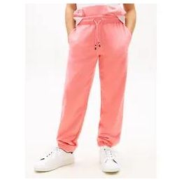 Jogginghose Tommy Hilfiger "MINI CORP SWEATPANTS", M&auml;dchen, Gr. 10 (140), N-Gr, tropical blush, Sweatware, Obermaterial: 80% Baumwolle, 20% Polyester, unifarben, regular fit lang, Hosen Jogginghose, Kinder bis 16 Jahre