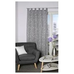 Vorhang Home Wohnideen "THEES", grau, B:135cm H:225cm, Polyester, Polyester, Gardinen, bestickt