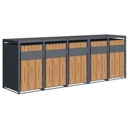 M&uuml;lltonnenbox WESTMANN "Varius 5", anthrazit, holzoptik, B:330cm H:116cm T:80cm, Stahl, Aufbewahrungsboxen, BxTxH: 330x80x116 cm, f&uuml;r 5x240 L M&uuml;lltonnen